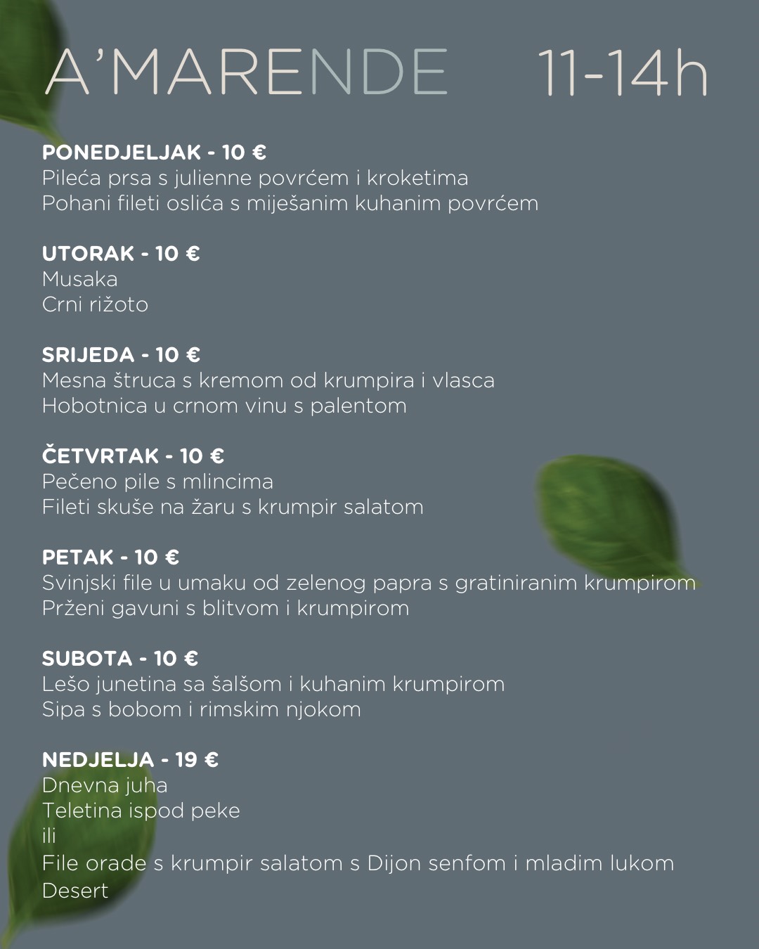 Dnevna ponuda jela za samo 10 eura u restoranu A'mare - eZadar.hr