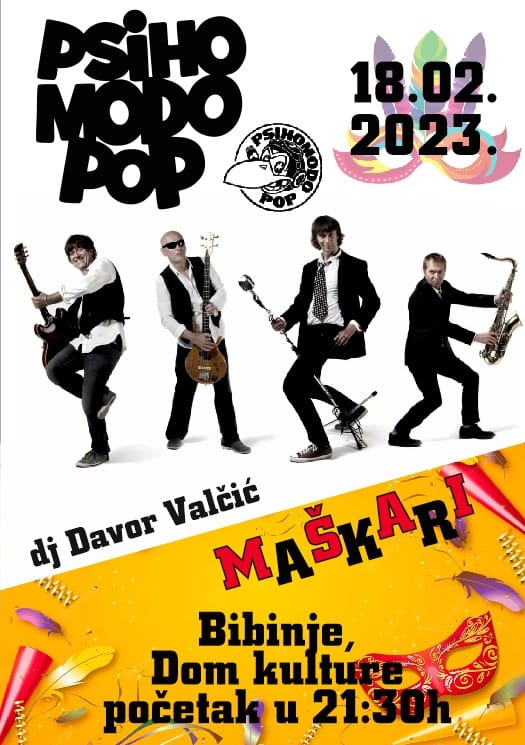 Maškare u Domu kulture Bibinje uz DJ Davora i Psihomodo pop - eZadar.hr