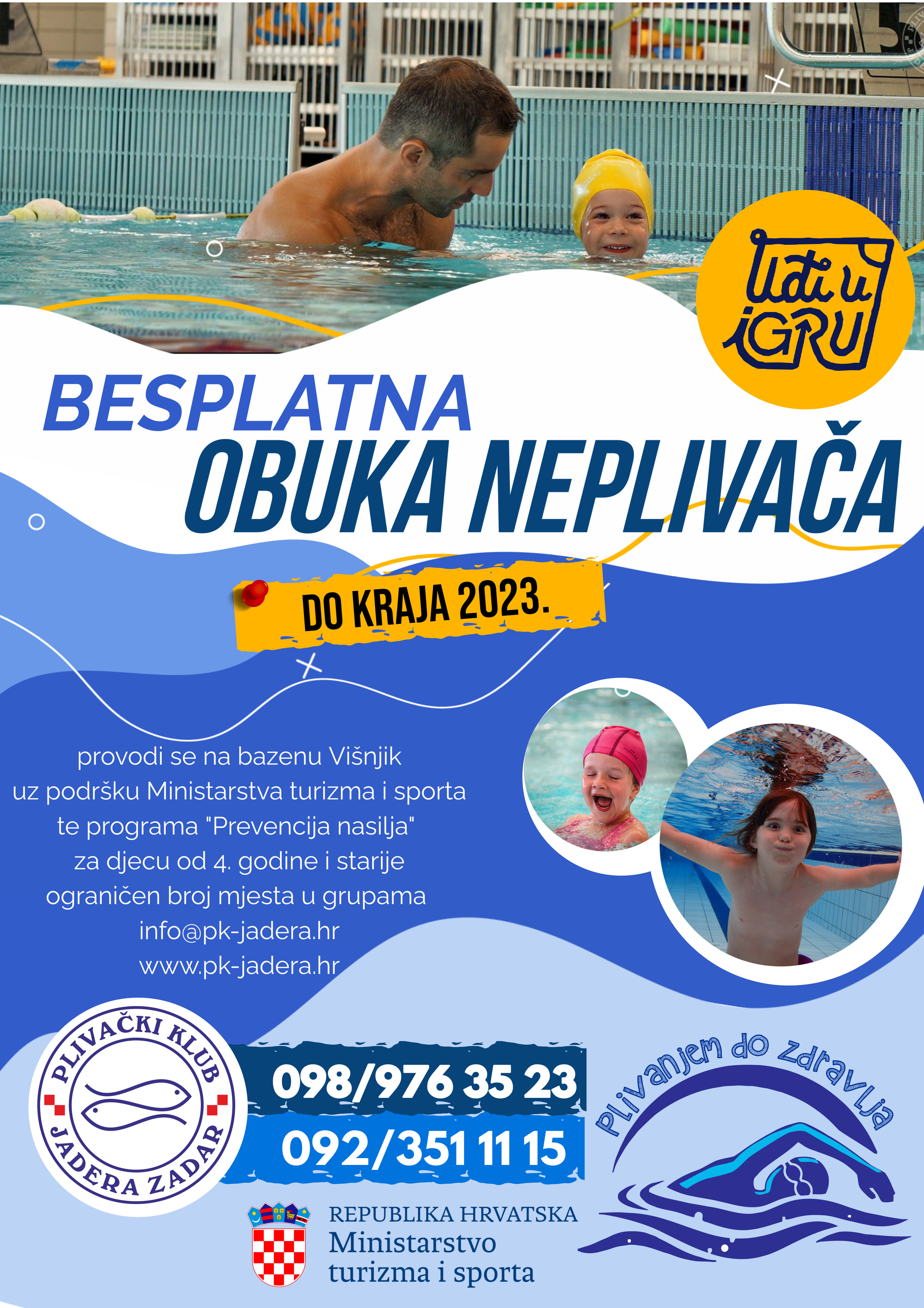 PK Jadera provodi besplatnu obuku neplivača - eZadar.hr